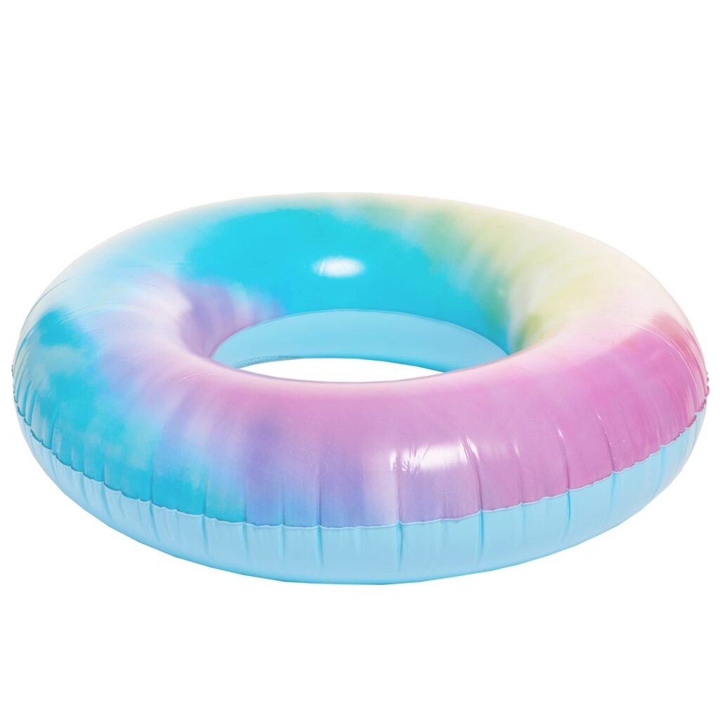 Swim Ring Tie Dye Inflatable Ride On Pool Toy Float – Rideable Blow Up ...